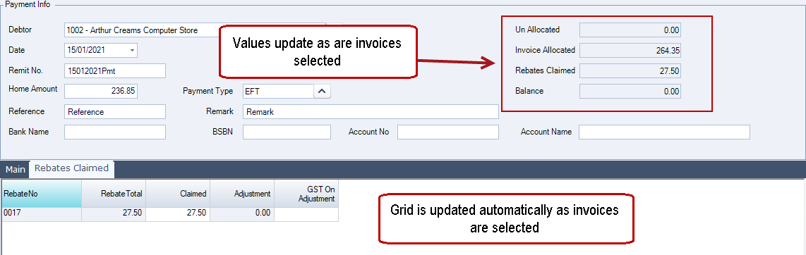 Rebates - Rebate Allocation Form - JIWA Training
